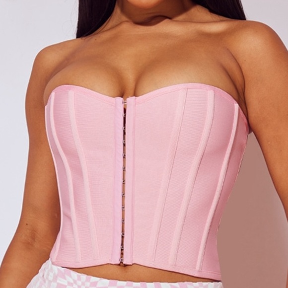 PrettyLittleThing | Tops | Plt Dusty Pink Bandage Hook And Eye Structured Corset | Poshmark